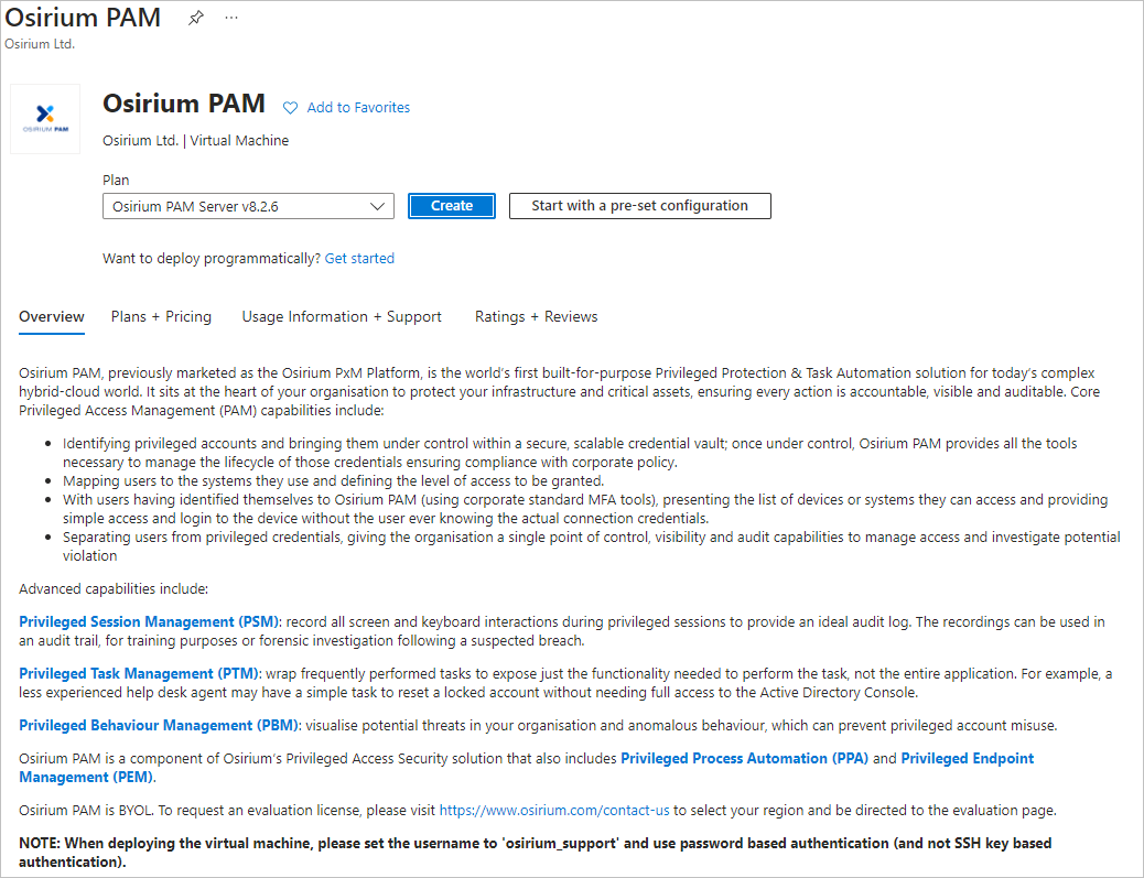 (9.0.5) Deploying the PAM Server within Azure - Osirium PAM Guide (9.0.5)